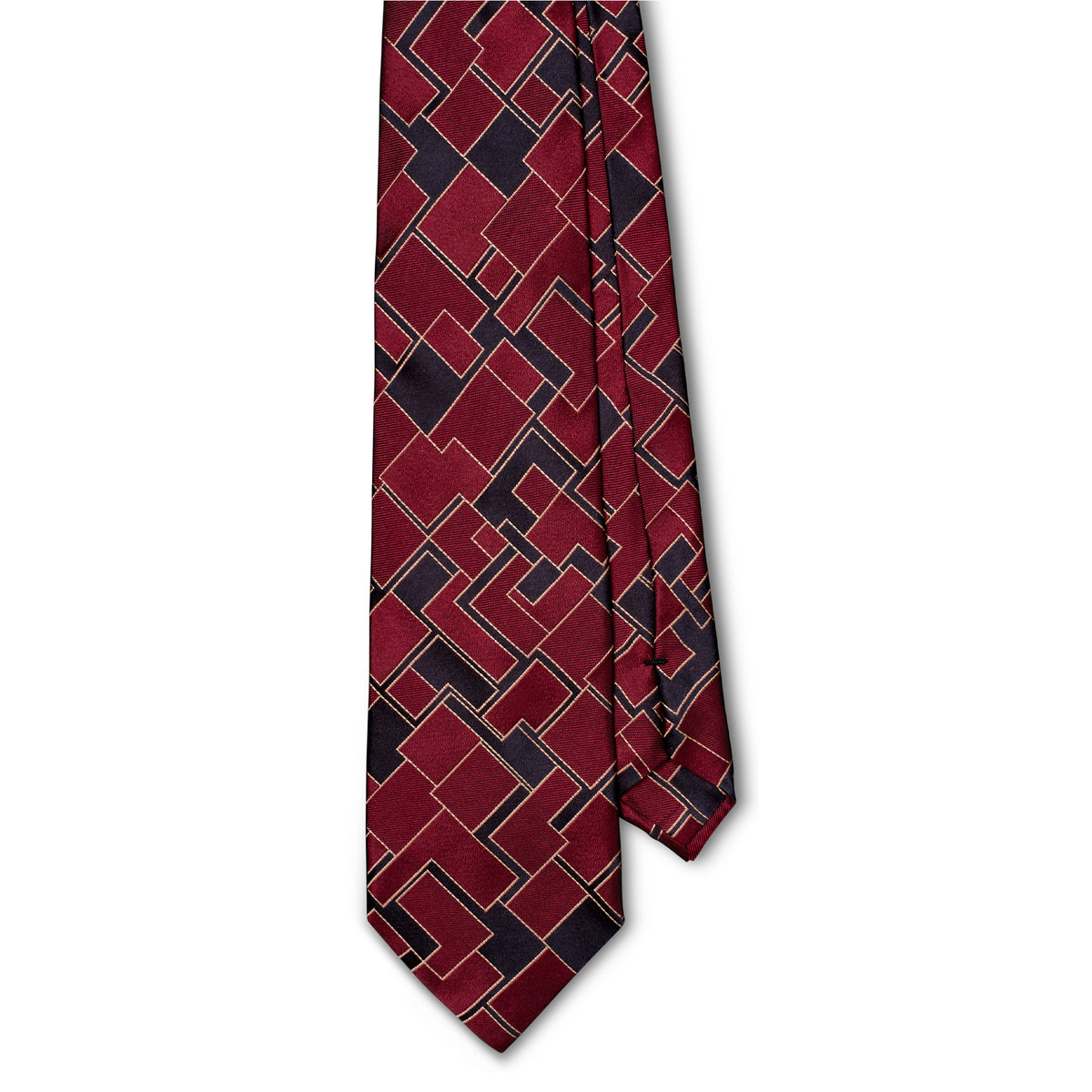 Carmine and Navy Tetris Print Tie – Edward Sexton