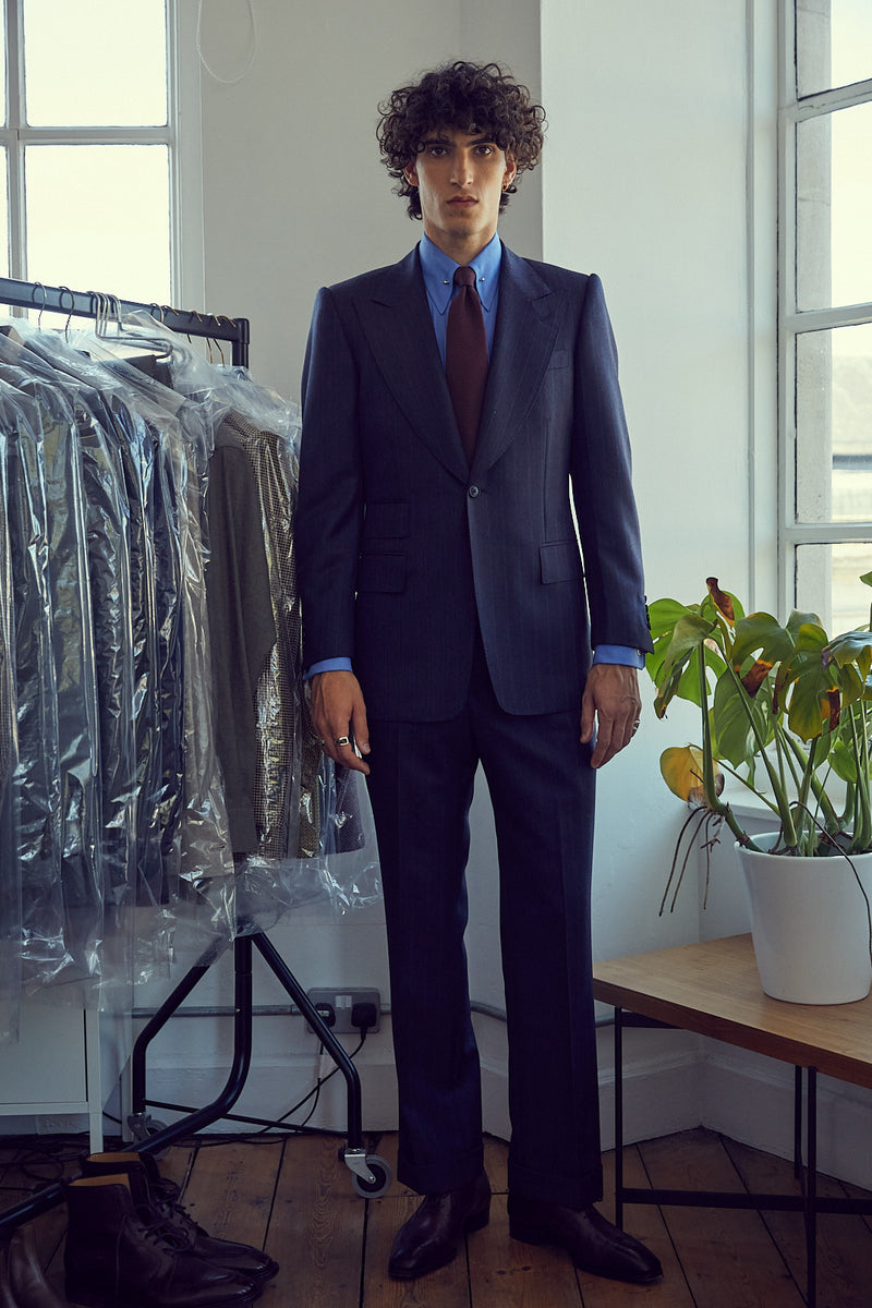 Navy and Burgundy Multi-Stripe Suit – Edward Sexton