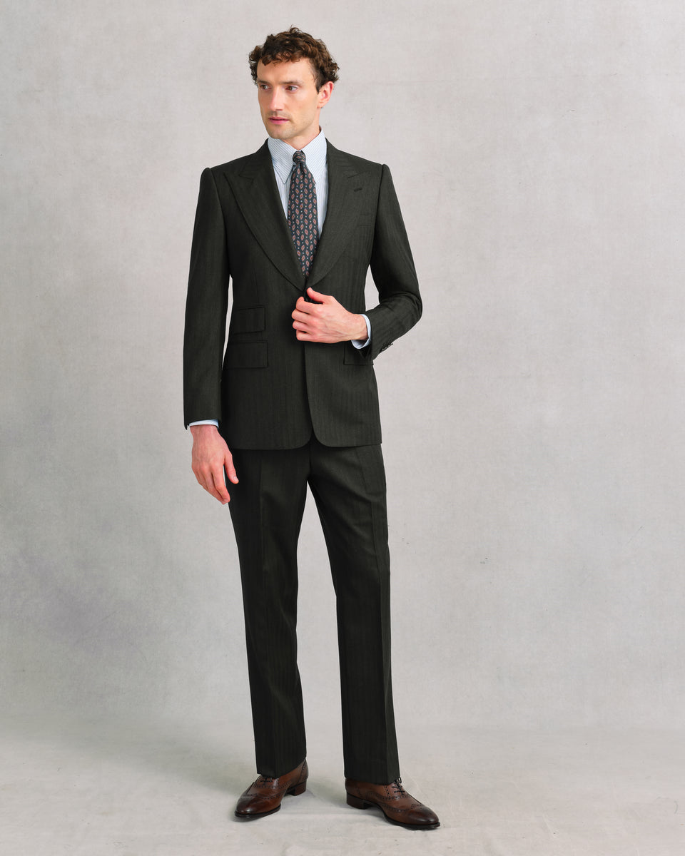 Obsidian Herringbone Heritage Suit – Edward Sexton