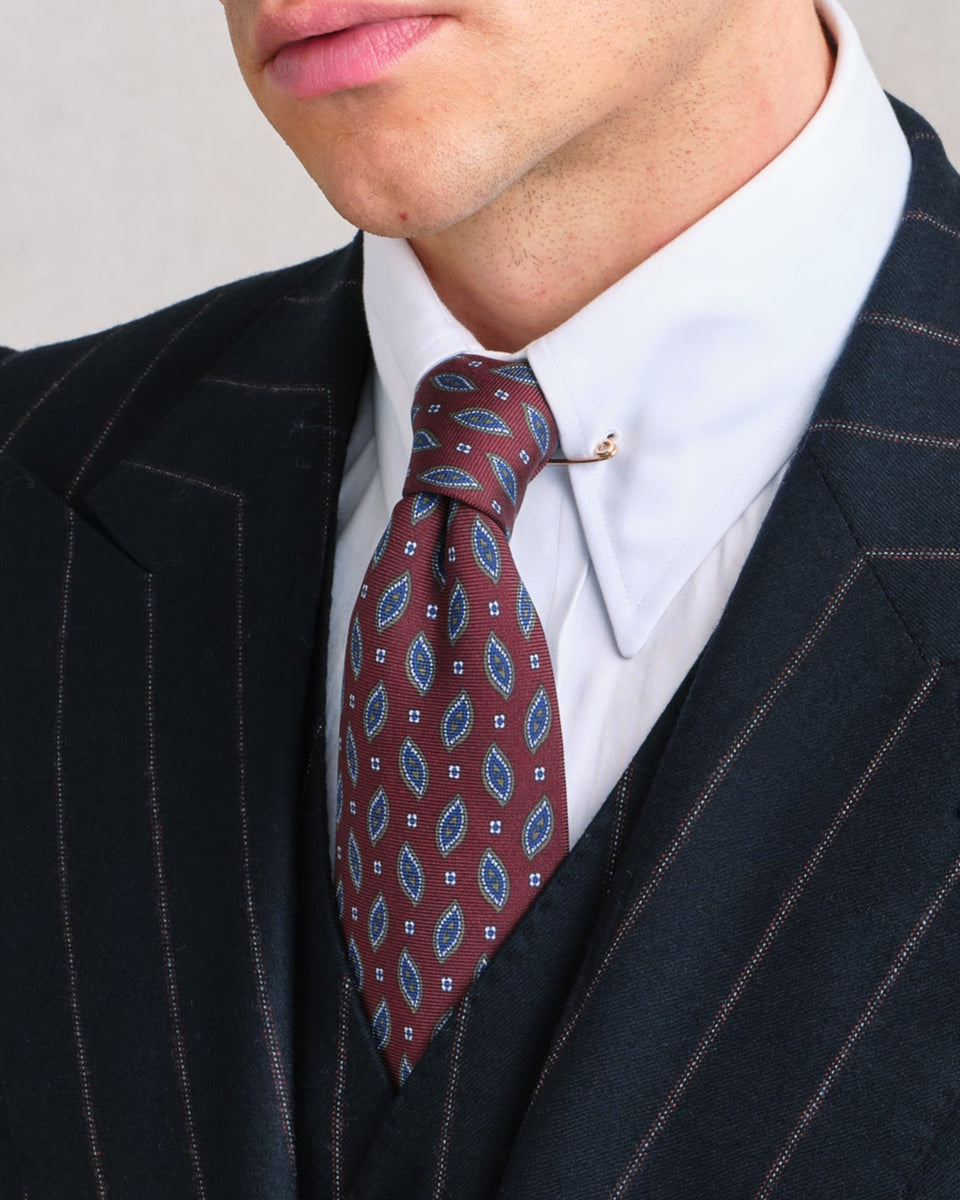 Red and Navy Print Silk Tie – Edward Sexton