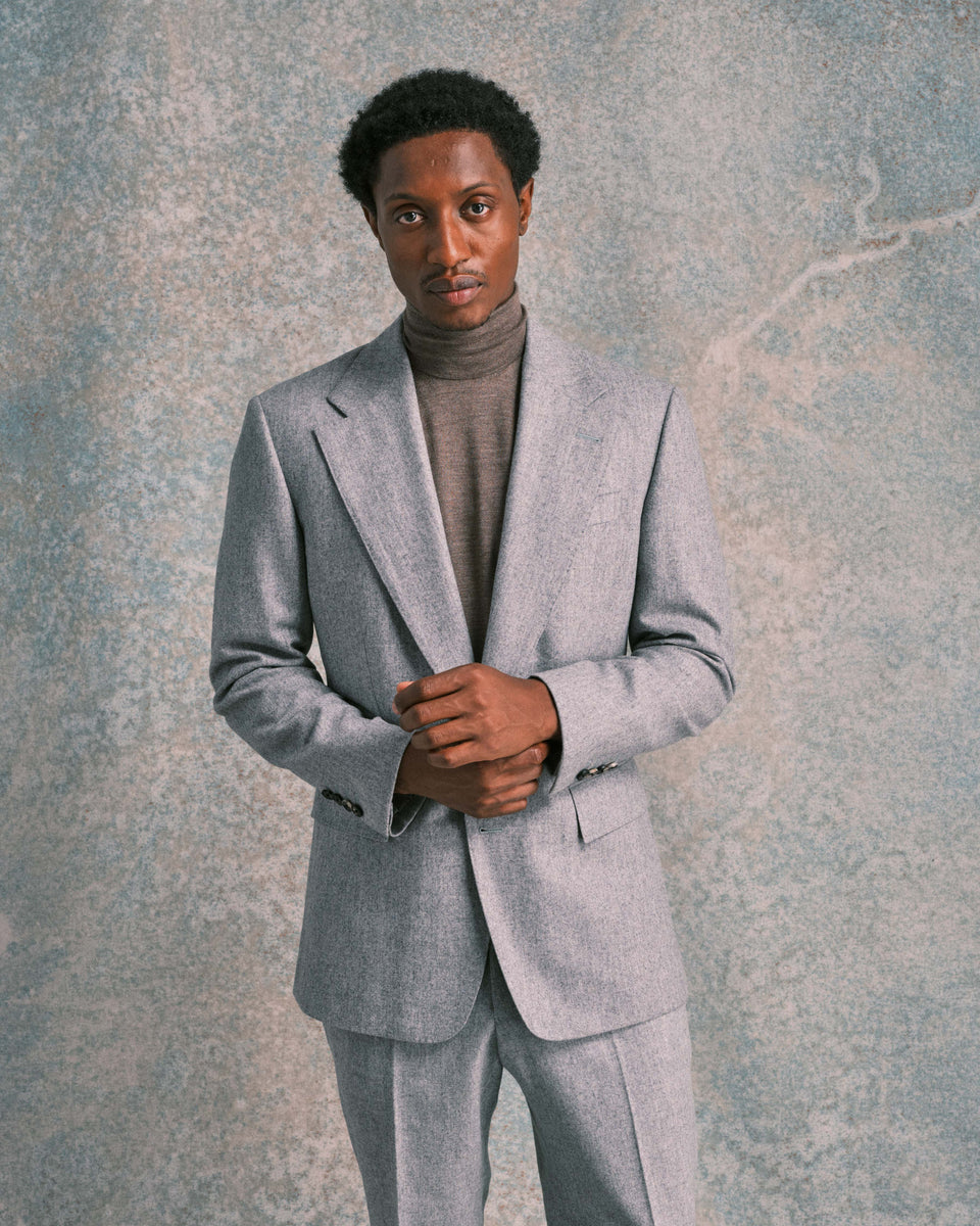 Silver Flannel Drape Jacket – Edward Sexton