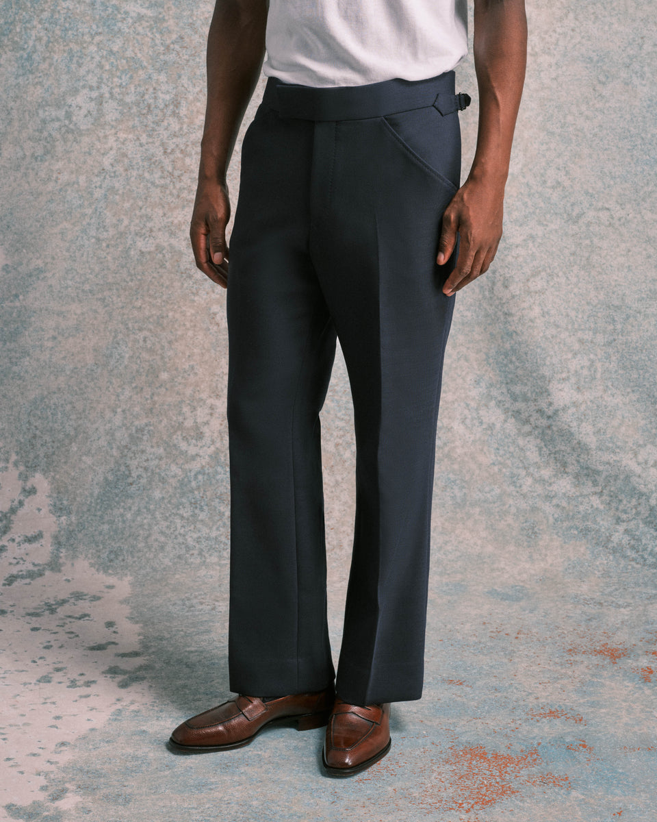 Navy Twill Wide Flare – Edward Sexton