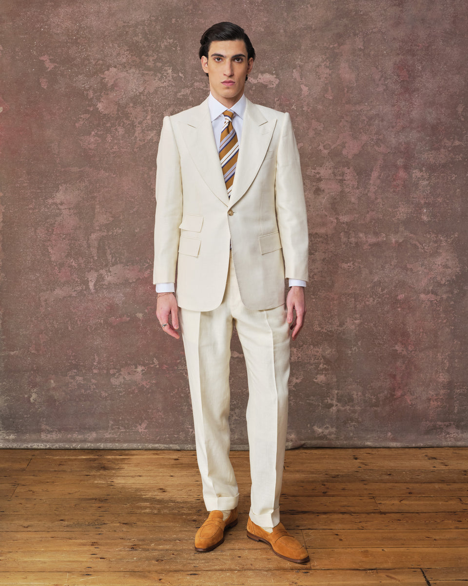 White Linen Blend Suit – Edward Sexton