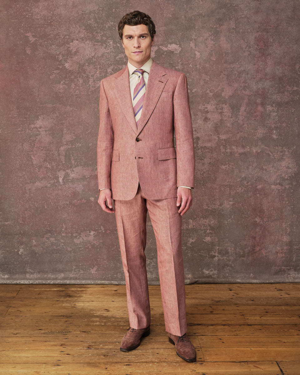 Terracotta Linen Blend Drape Jacket – Edward Sexton