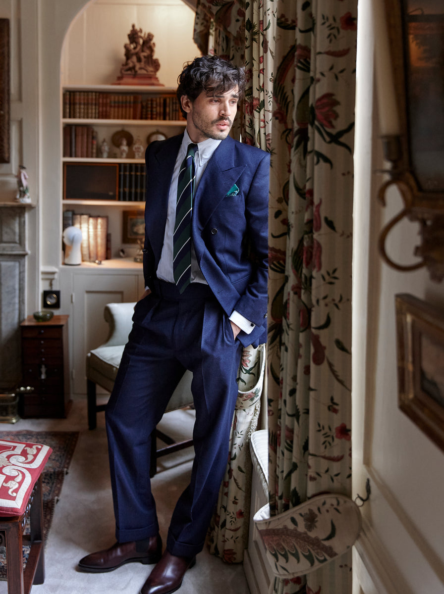 Navy Flannel Double-Breasted Suit – Edward Sexton