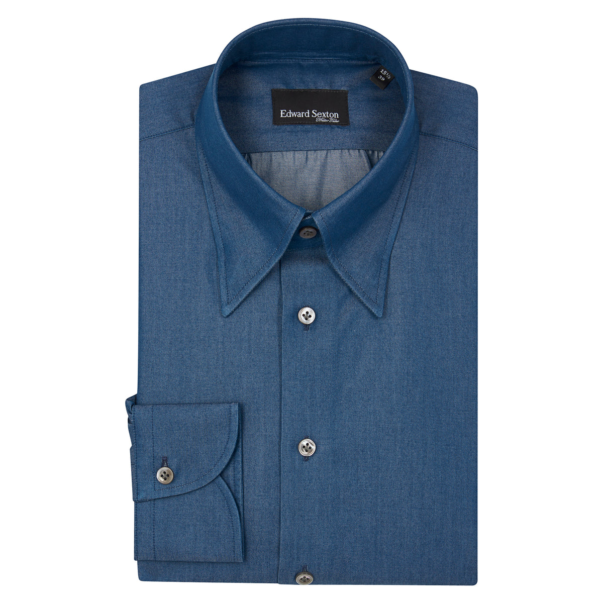 Indigo Denim Hidden Button Down Shirt – Edward Sexton