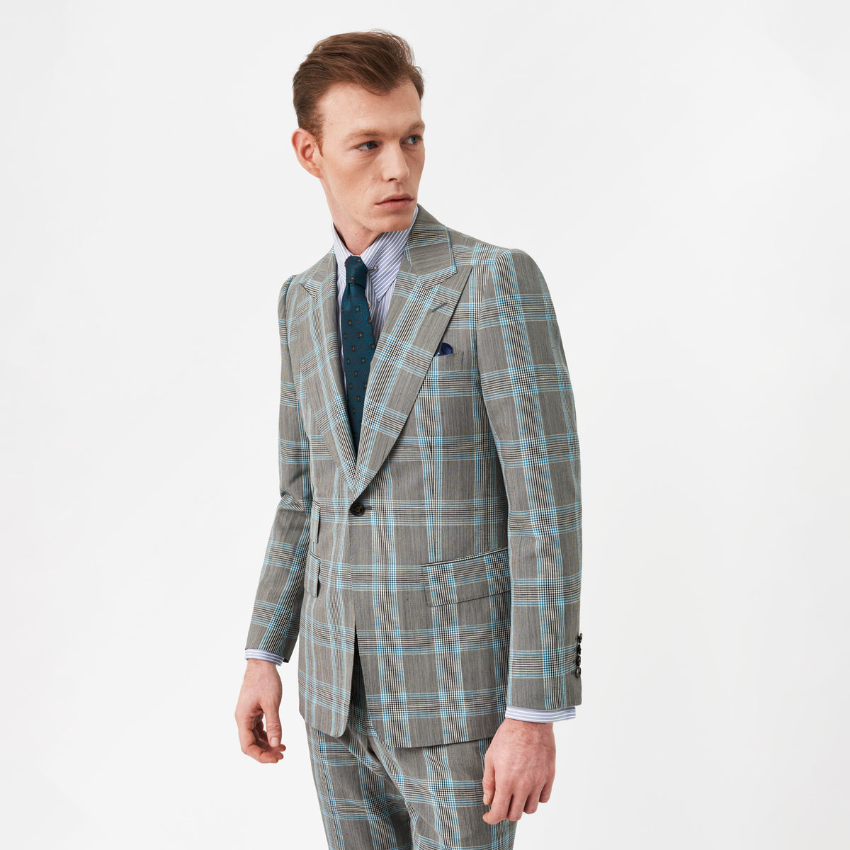 Grey and Teal Prince of Wales Heritage Jacket – Edward Sexton